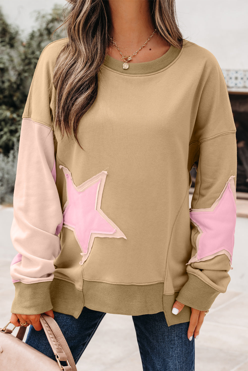 Star Patchwork Reverse Seam Drop Shoulder Sweatshirt – Pretty Bash