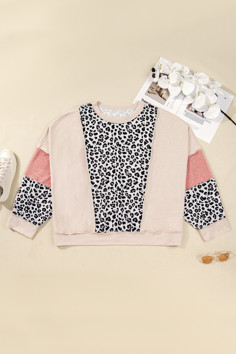 Plus Size Leopard Colorblock Patchwork Reverse Stitch Top – Pretty Bash